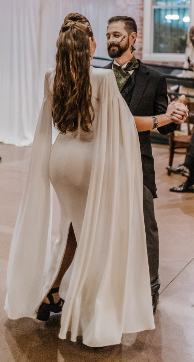 Alex Perry Alder cape-effect pleated satin-crepe gown Wedding Dress ...