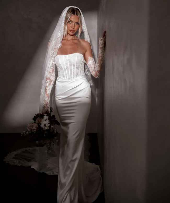 Made With Love, Mack with Train and Sleeves Sample Wedding Dress Save ...