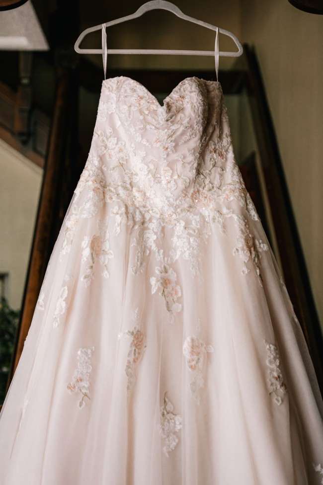 David's Bridal Collection, V3902 - Lace Applique Ball Gown with veil ...