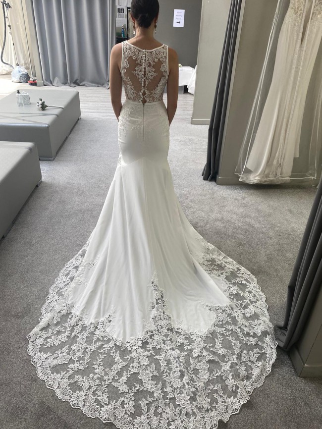 Wed2b, LEON - Dramatic Sheath V-Neck Gown + Wunderskirt New Wedding ...