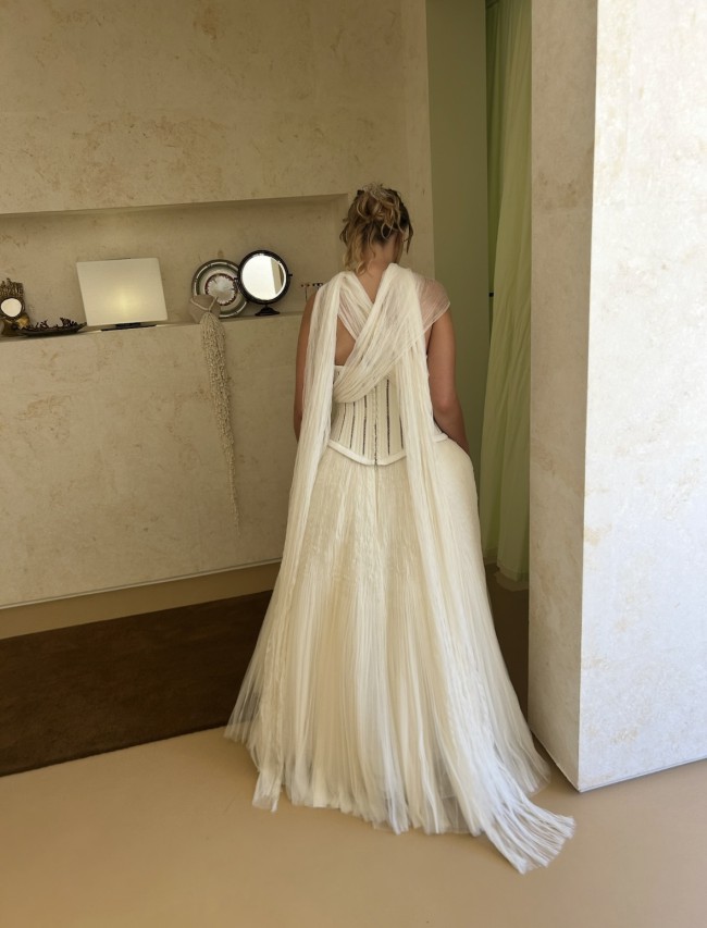 Danielle Frankel, Georgia Skirt + Pleated Handkerchief Veil - Cathed ...