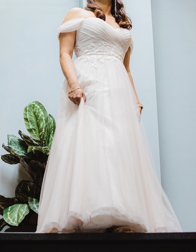 Wed2b, Light Pink Off Shoulder / Sweetheart neckline Wedding Dress Save ...