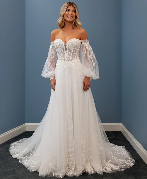 Violet Grace, Strapless Corsette Gown with Detachable Sleeves (S New ...